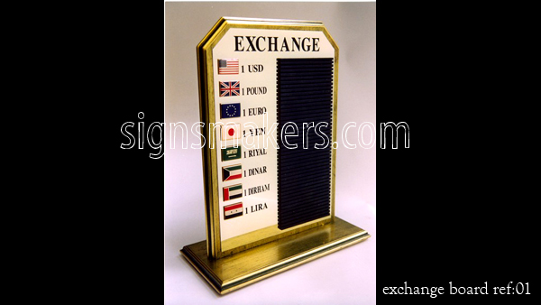 Room rates board - Exchange rate boards